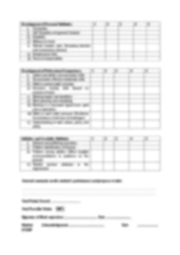 Revised Assessment form for attachment students | Summaries Information ...