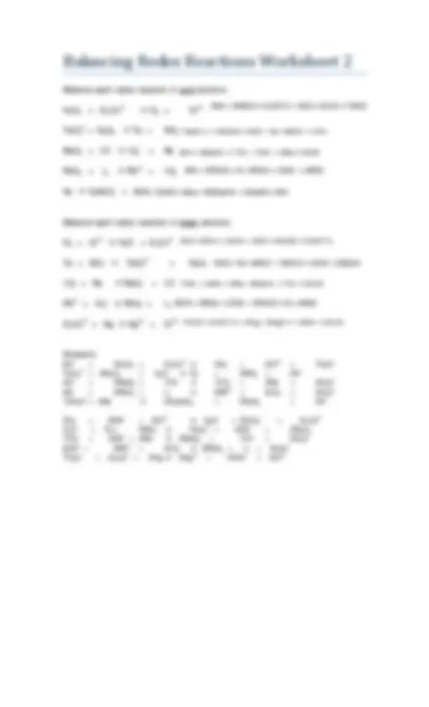 Balancing Redox Worksheet | Study Guides, Projects, Research Chemistry ...