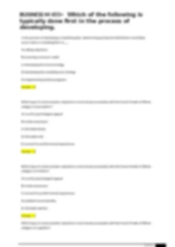 Marketing Plan Development: Multiple Choice Questions and Answers ...