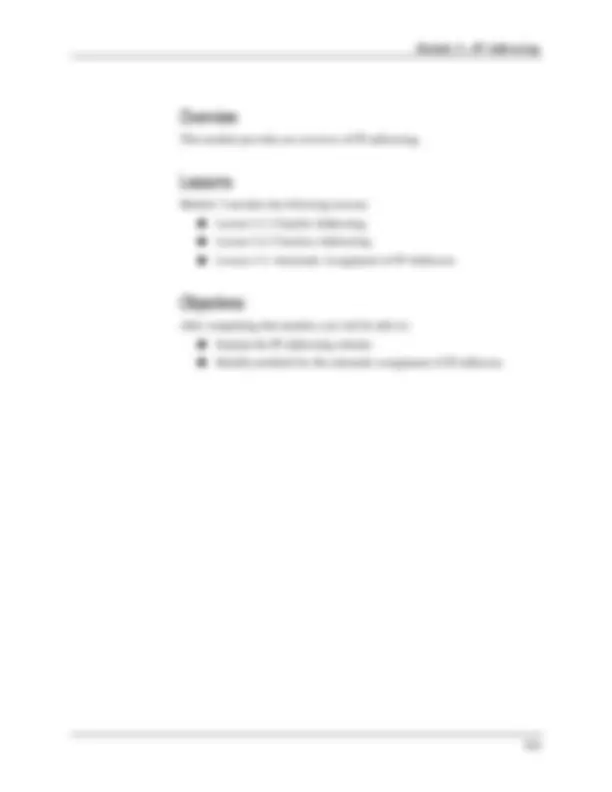 Module 3: IP Addressing | Slides Computer Networks | Docsity