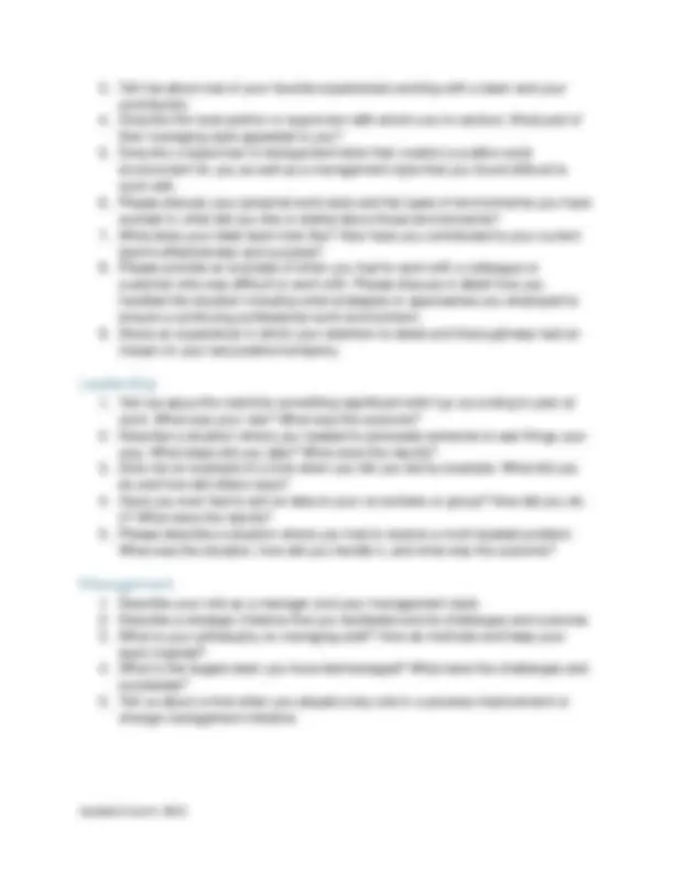 Potential Interview Questions | Exercises Communication | Docsity