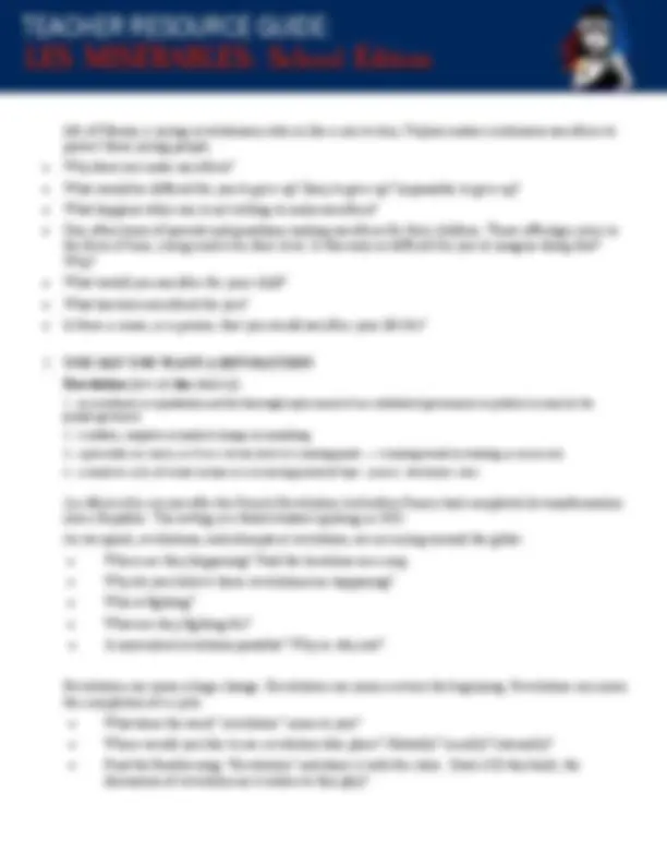 LES MISERABLES Teacher Guide 2020 | Slides Theatre | Docsity