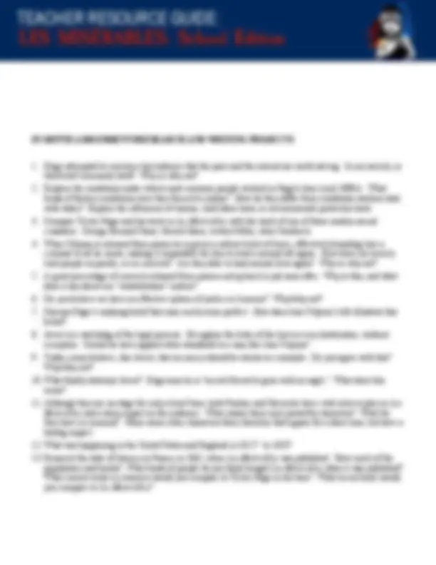 LES MISERABLES Teacher Guide 2020 | Slides Theatre | Docsity