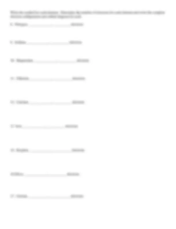 WS 1 Electron Configuration | Slides Chemistry | Docsity