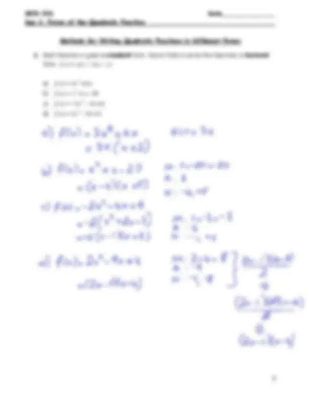 A. Standard Form: B. Vertex form: C. Factored Form: | Summaries ...