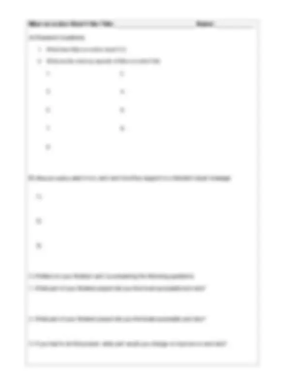 Mise en scène Short Film Project | Exams Design | Docsity
