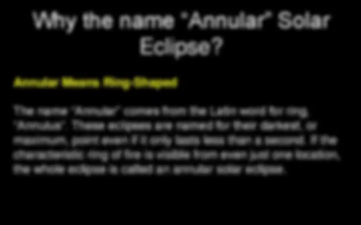ANNULAR SOLAR ECLIPSE | Slides Latin | Docsity