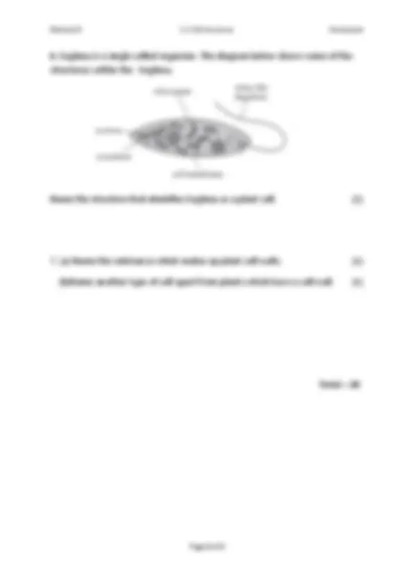 1. Identify the organelles labelled A | Exams Cell Biology | Docsity