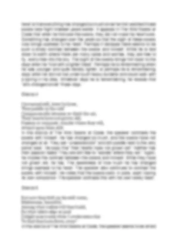 The Wild Swans at Coole by William Butler Yeats | Slides Poetry | Docsity