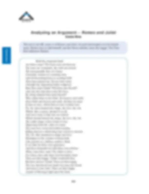 Analyzing an Argument – Romeo and Juliet | Summaries Art | Docsity