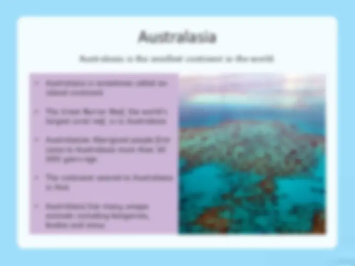 Continents of the world powerpoint | Slides Geography | Docsity