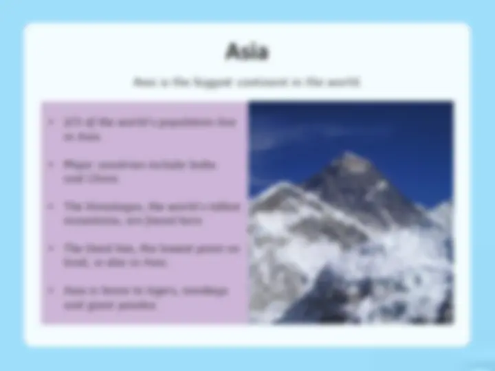 Continents of the world powerpoint | Slides Geography | Docsity