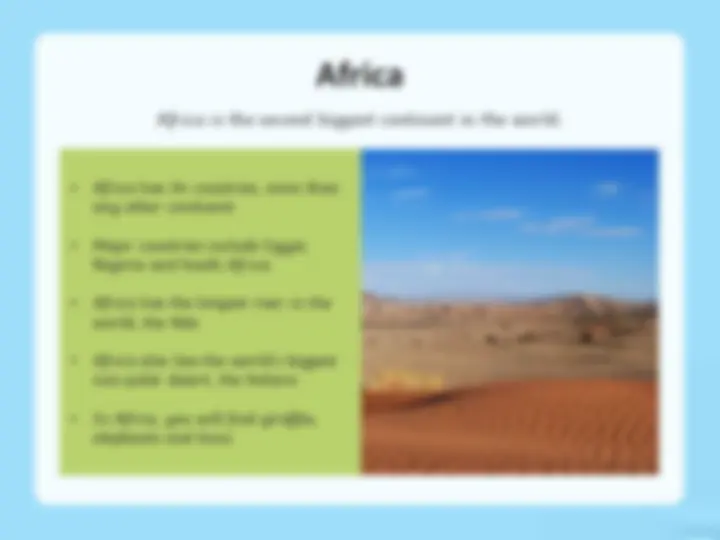 Continents of the world powerpoint | Slides Geography | Docsity