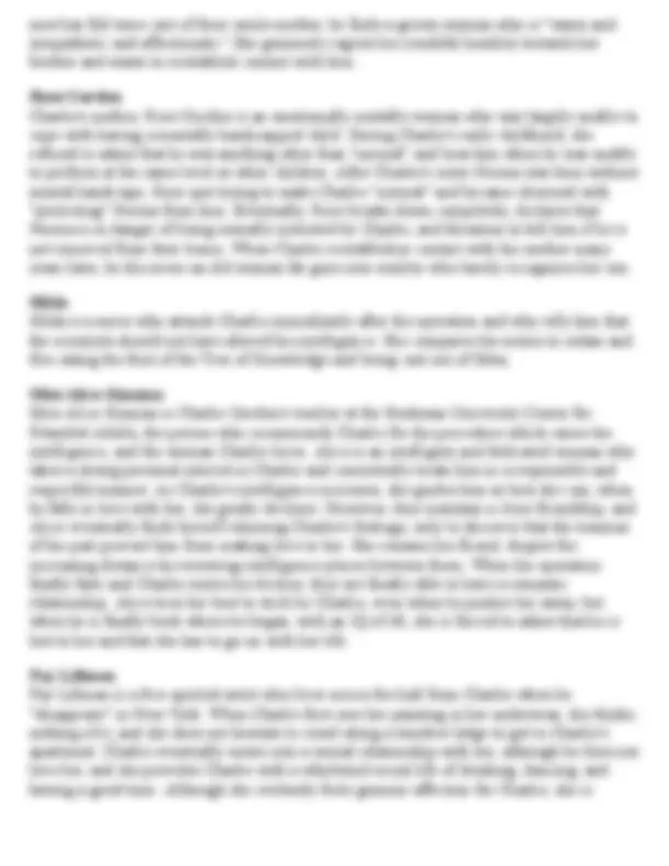 Flowers for Algernon Characters | Study notes Technology | Docsity