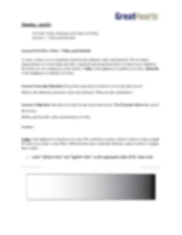 Studio Art 9: Value, Intensity, and Types of Color April 6–9 ...