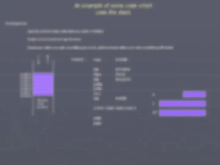 The stack and the stack pointer | Slides Computer Architecture and Organization | Docsity