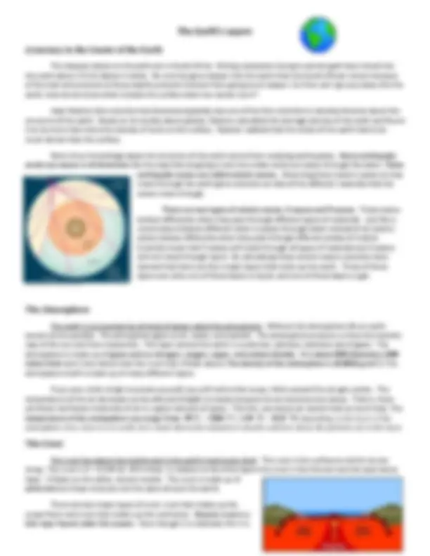 My Earth's Layers Foldable | Slides Earth science | Docsity