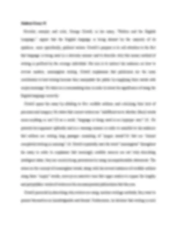 Orwell's “Politics and the English Language” Student Essay #1 ...