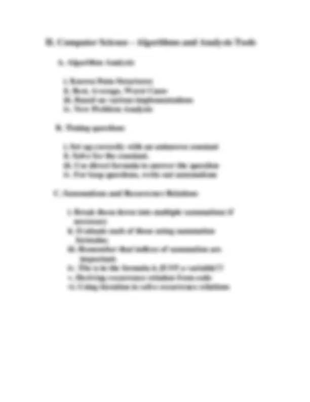 Foundation Exam Review Sheet | Study notes Computer science | Docsity