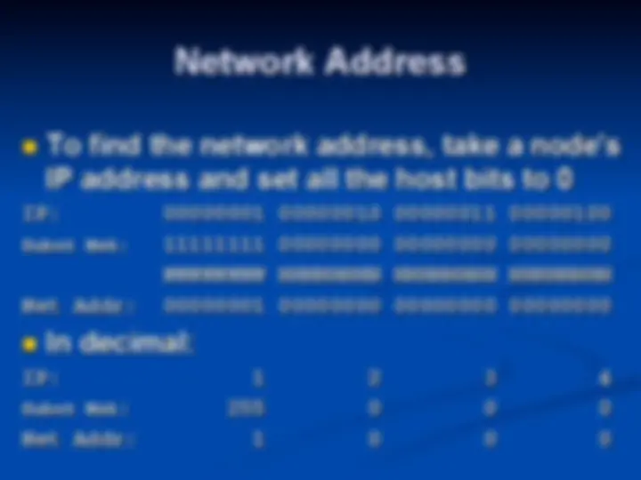 Usable Addresses Class A, B, and C | Slides Computer Networks | Docsity