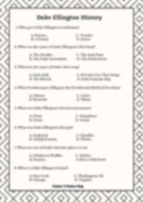 Duke Ellington Black History Facts | Exams History | Docsity