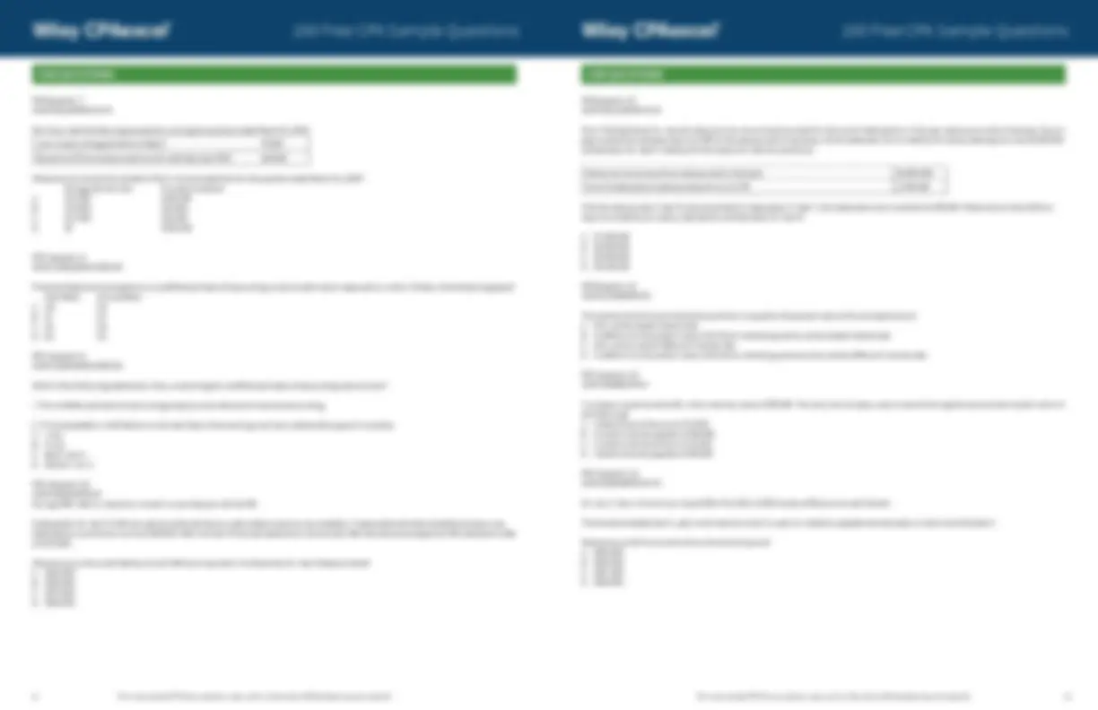 100 Free CPA Sample Questions | Lecture notes Accounting | Docsity
