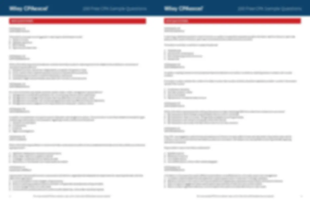 100 Free CPA Sample Questions | Lecture notes Accounting | Docsity