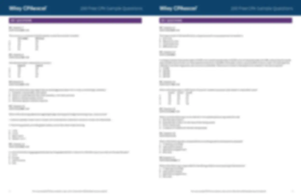 100 Free CPA Sample Questions | Lecture notes Accounting | Docsity
