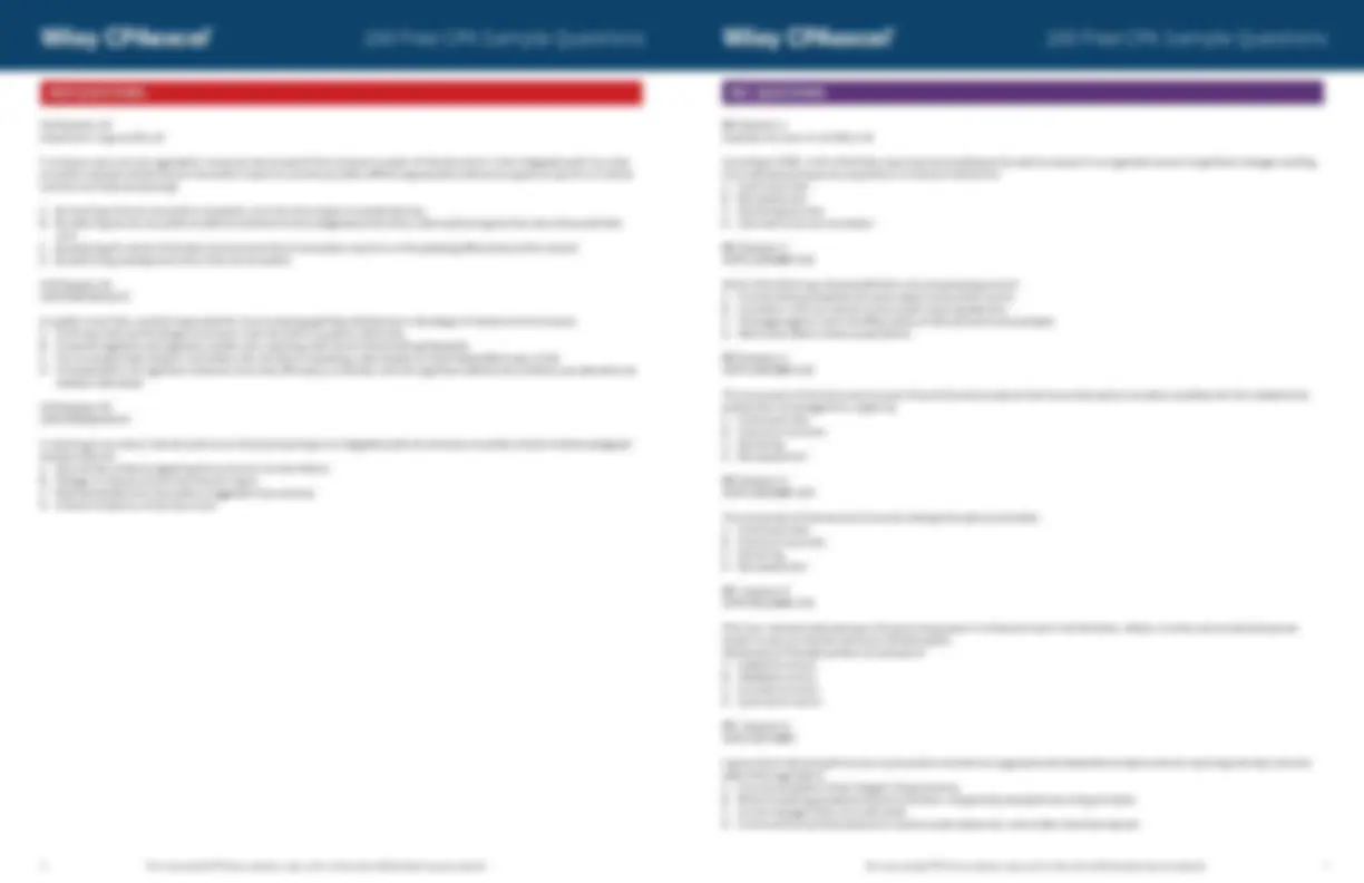 100 Free CPA Sample Questions | Lecture notes Accounting | Docsity