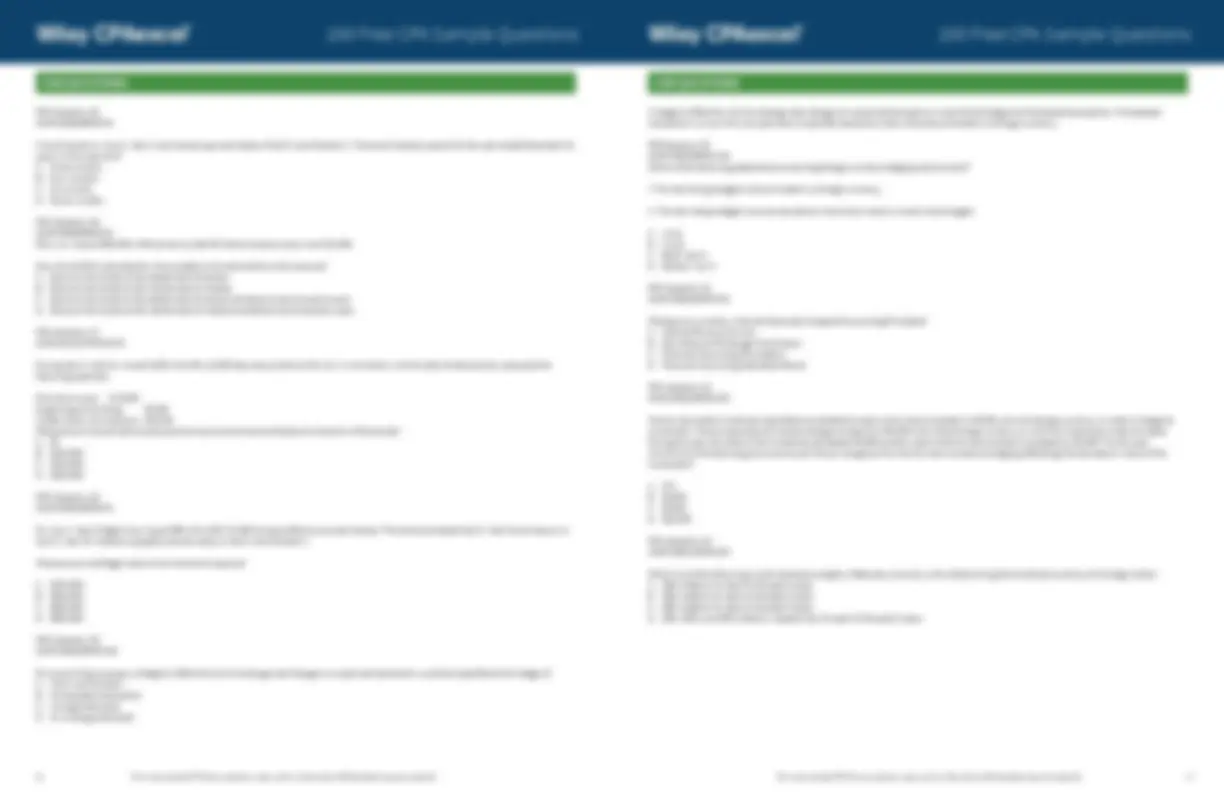 100 Free CPA Sample Questions | Lecture notes Accounting | Docsity