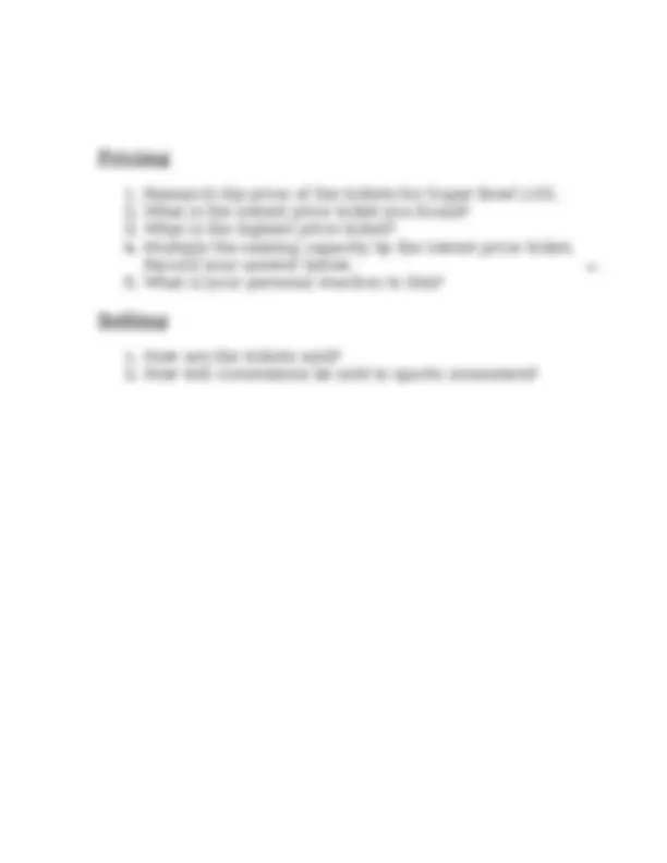 Super Bowl project that talks about marketing | Exams English | Docsity