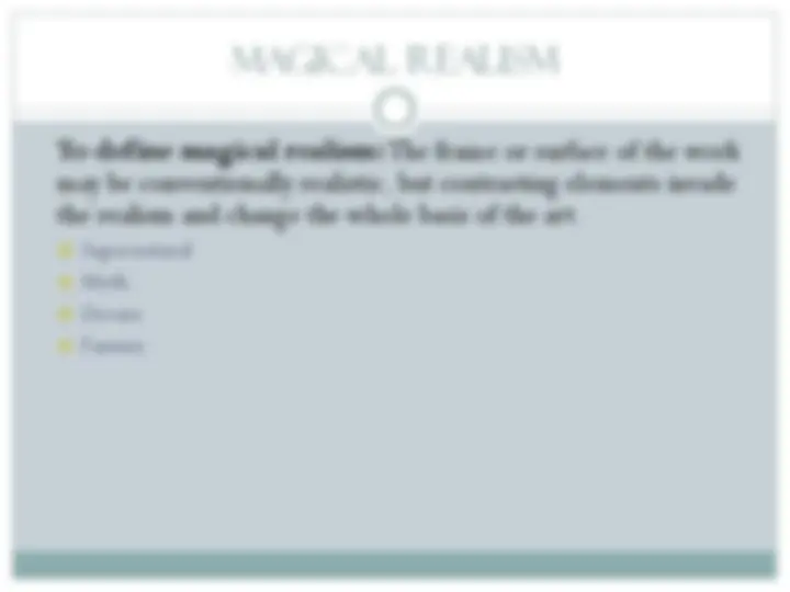 Magical Realism vs. Science Fiction/Fantasy | Exams Literature | Docsity