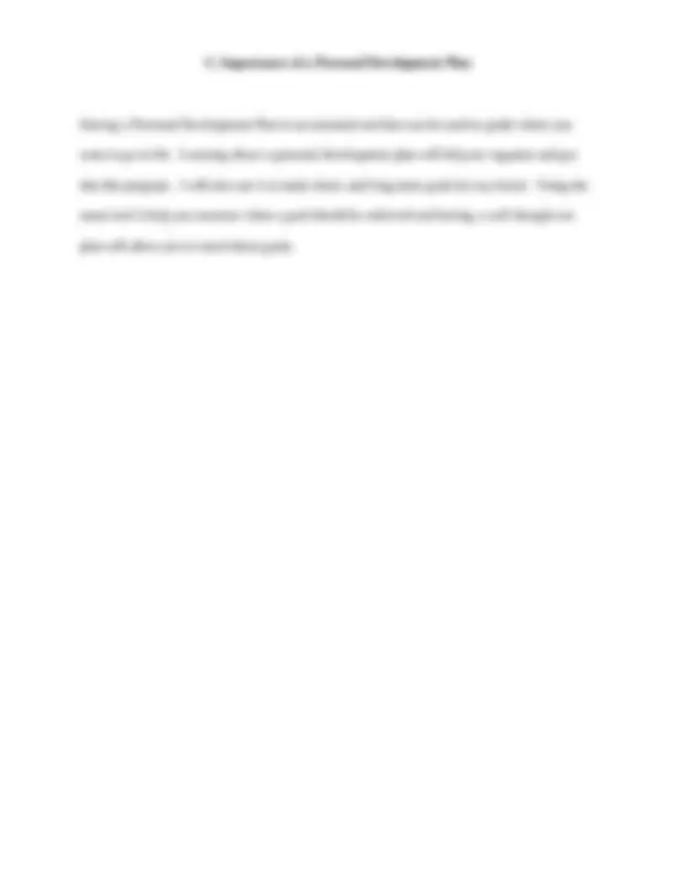 D218 Personal Development Plan College of Health Professions, Western ...