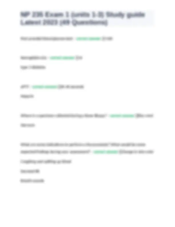 NP 235 Exam 1 (units 1-3) Study guide Latest 2023 | Exams Nursing | Docsity
