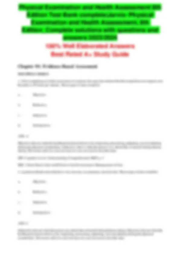 Physical Examination and Health Assessment 8th Edition Test Bank ...