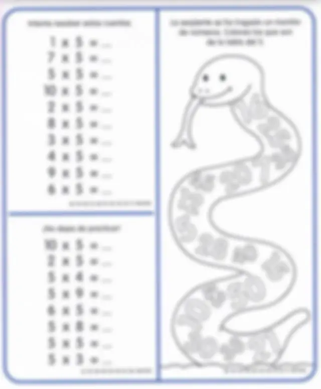 tablas de multiplicacion | Ejercicios de Matemáticas | Docsity