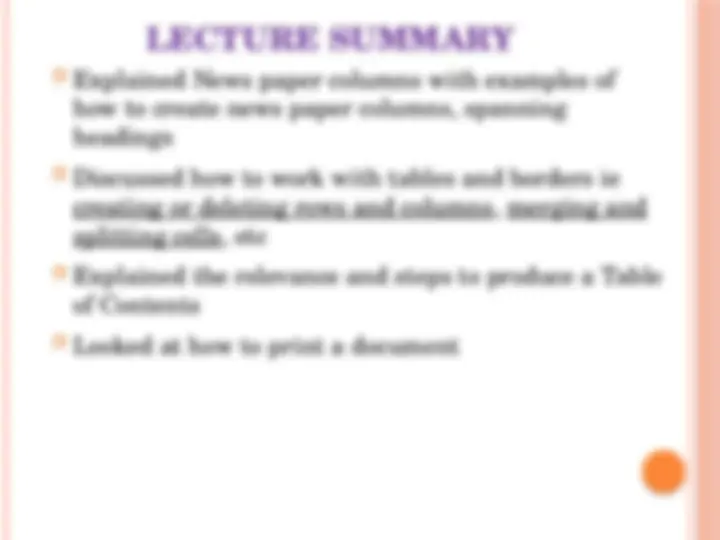 Introduction to ms word | Lecture notes Computer Applications | Docsity