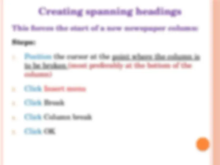 Introduction to ms word | Lecture notes Computer Applications | Docsity