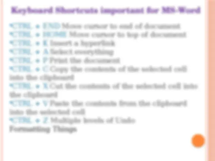 Introduction to ms word | Lecture notes Computer Applications | Docsity