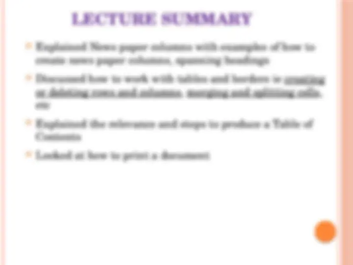 Introduction to ms word | Lecture notes Computer Applications | Docsity