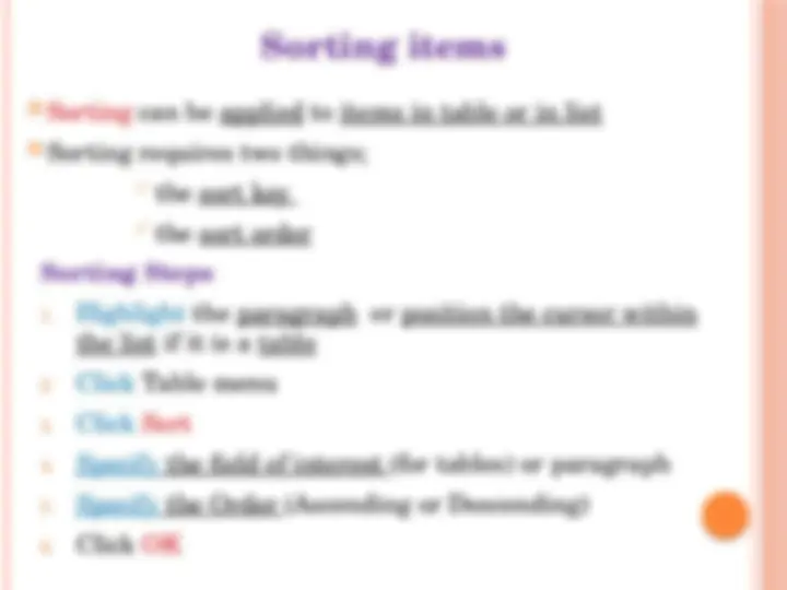 Introduction To Ms Word Lecture Notes Computer Applications Docsity