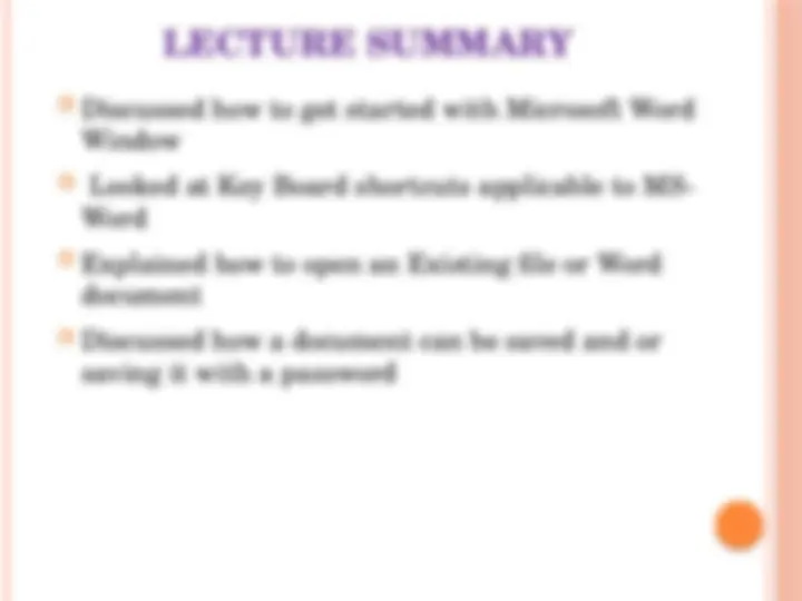 Introduction to ms word | Lecture notes Computer Applications | Docsity