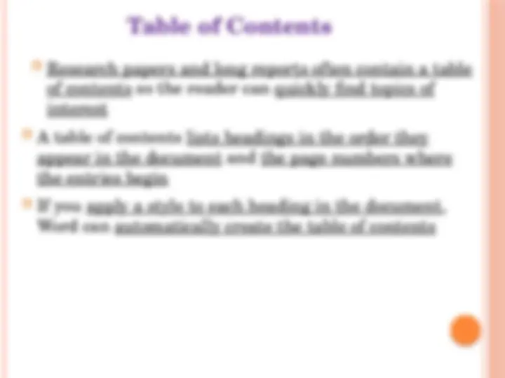 Introduction to ms word | Lecture notes Computer Applications | Docsity