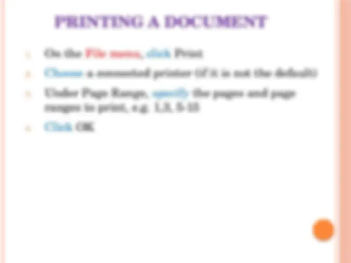 Introduction to ms word | Lecture notes Computer Applications | Docsity