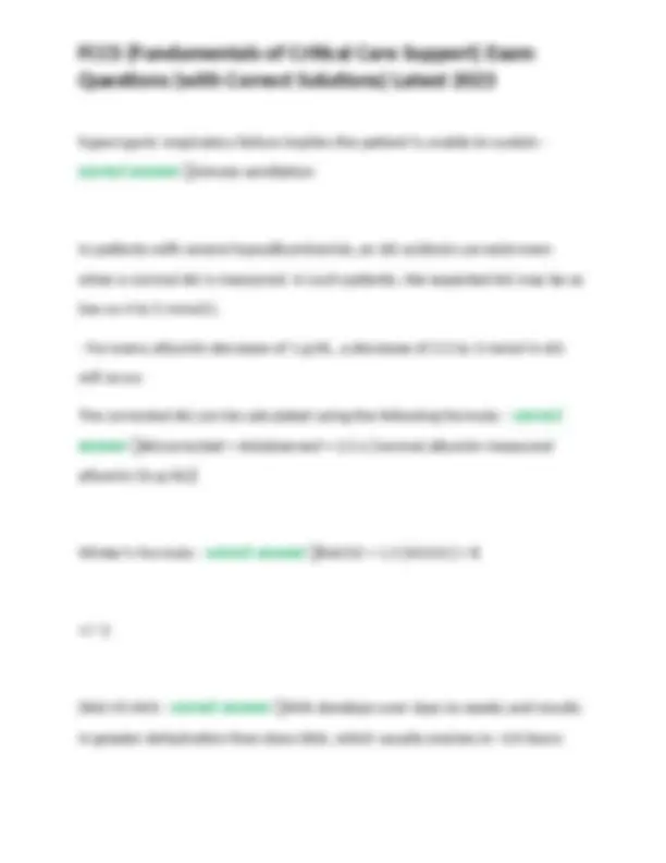 FCCS (Fundamentals of Critical Care Support) Exam Questions and Answers ...