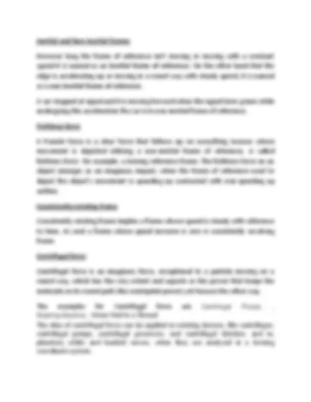 MECHANICS UNIT 8 Non-Inertial Systems | Study notes Physics | Docsity