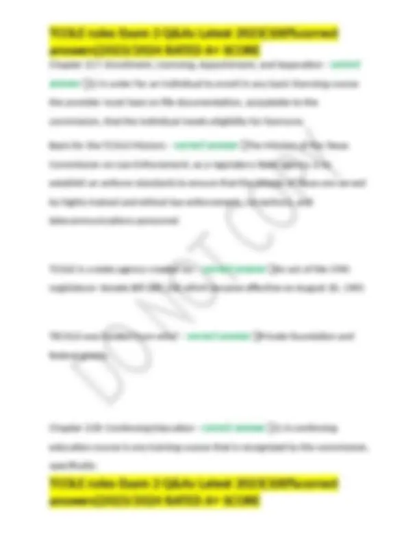 TCOLE rules Exam 2 Q&As Latest 2023(100%correct answers)2023/2024 RATED ...