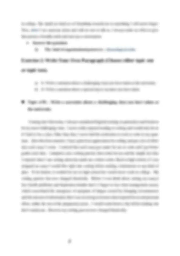 Read the following sample narrative paragraph. Underline the topic ...