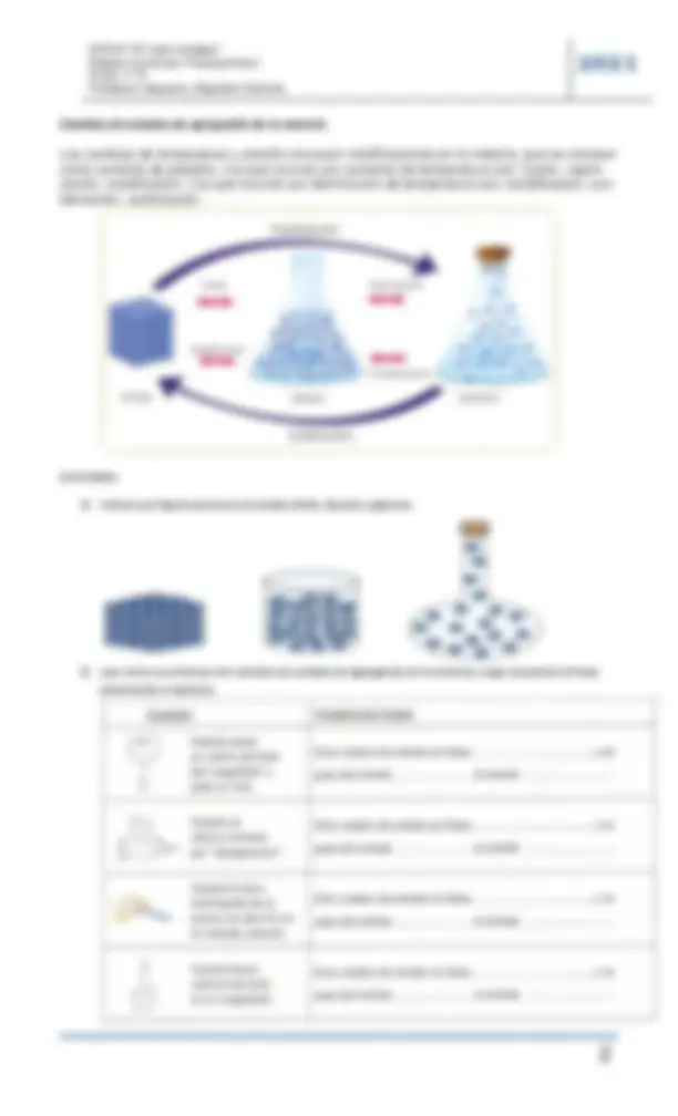 La Materia y su Cambios de estado | Ejercicios de Química | Docsity