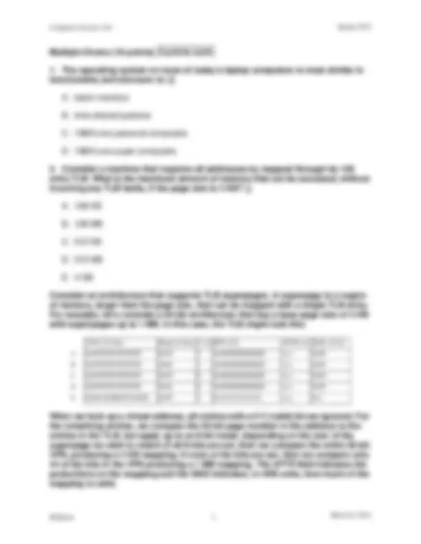 Computer Science 161 Spring 2011 Midterm Exam | Exams Operating Systems | Docsity
